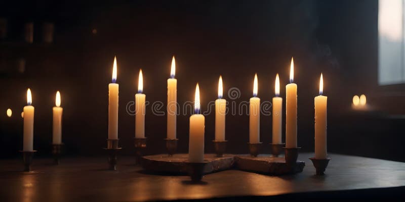 Array of Candles Illuminating Darkness Stock Photo - Image of dark ...