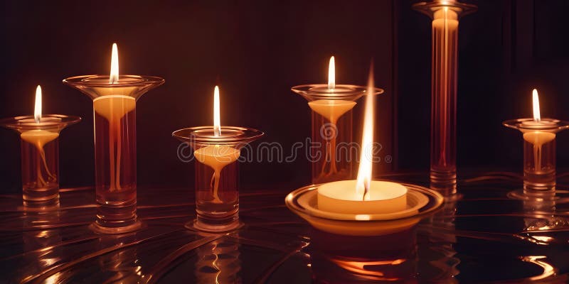 Array of Candles Illuminating Darkness Stock Image - Image of ...