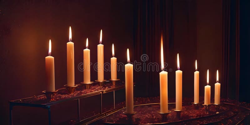 Array of Candles Illuminating Darkness Stock Photo - Image of dark ...