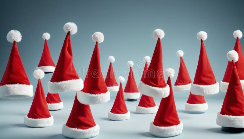 Array of Christmas Santa Hats Stock Illustration - Illustration of ...