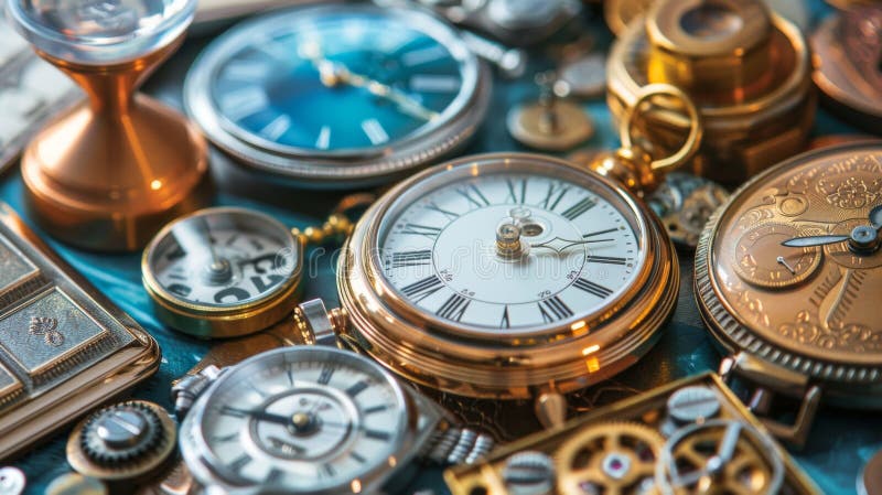 Array of Classic Watches and Clocks Illustrating the Concept of Time ...