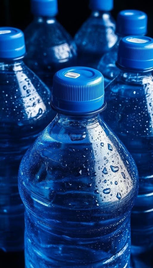 Array of Cold Refreshing Bottled Drinking Water Lined-Up, Isolated Concept for Healthy Hydration ...