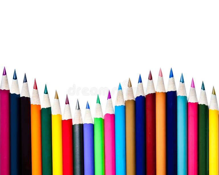 Array of Color Pencils Isolated on White Background Stock Image - Image ...