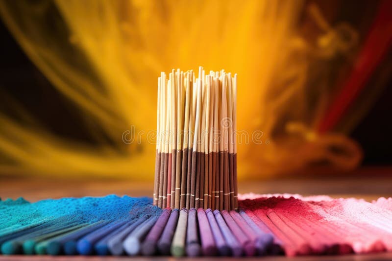 An Array of Colored Incense Sticks Representing Different Chakras Stock ...