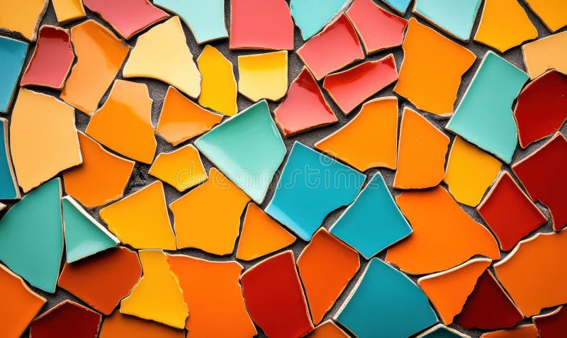 An Array of Colorful Broken Tiles Form an Abstract Mosaic Pattern ...