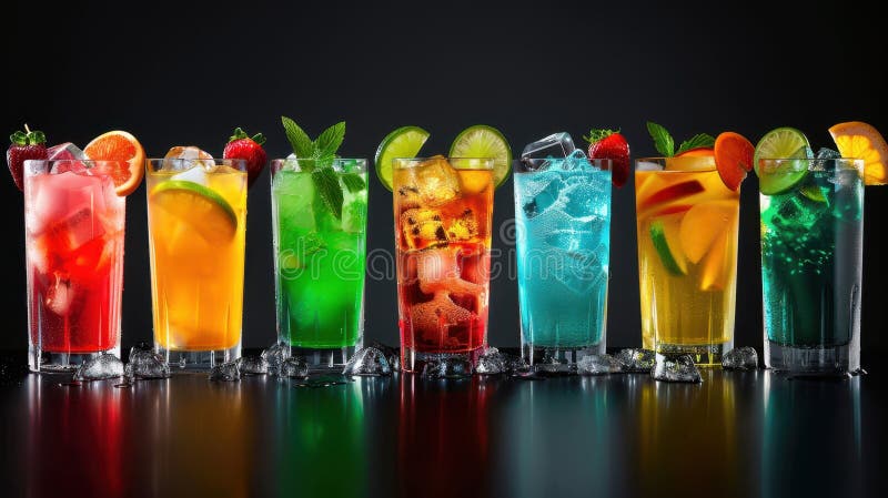 The Array of Colorful Cocktails. AI Generated Stock Photo - Image of ...