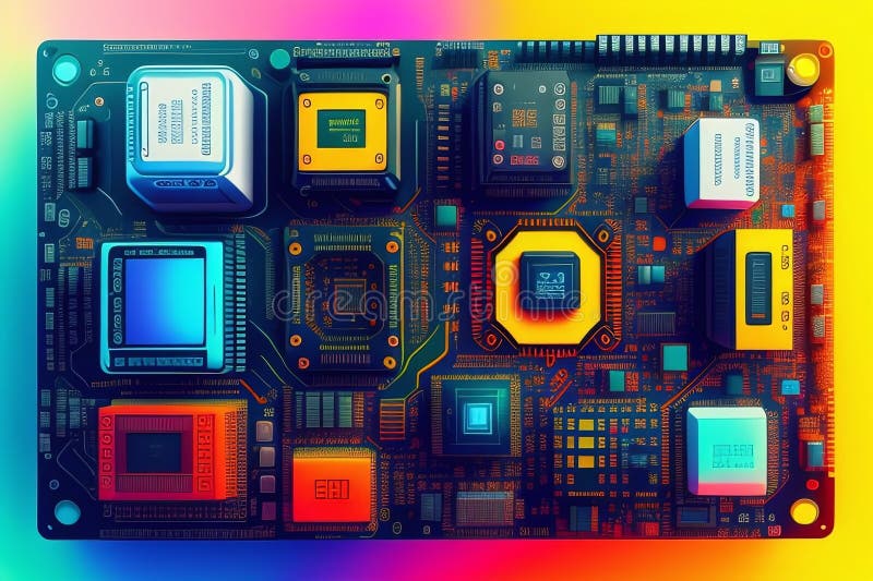 A Computer Board with a Colorful Background and the Word Cpu on it ...