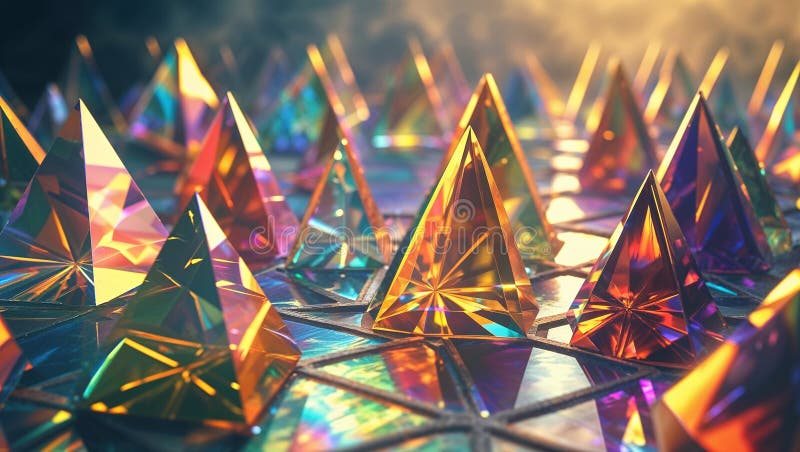 An Array of Colorful Crystalline Pyramids Forms a Striking Abstract ...