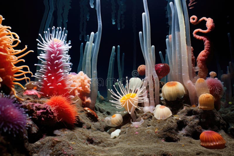 An Array of Colorful Deep-sea Tube Worms on the Ocean Floor Stock Image ...