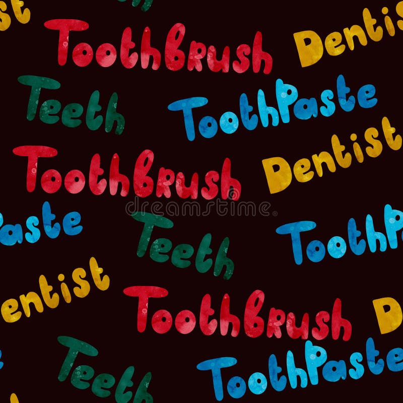 An Array of Colorful Dental Related Words Set Against a Vibrant, Dark ...