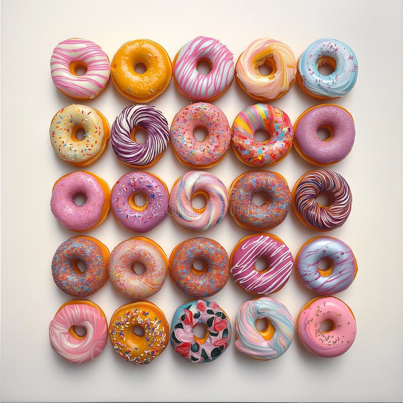 Array of Colorful Donuts stock illustration. Illustration of sprinkles ...