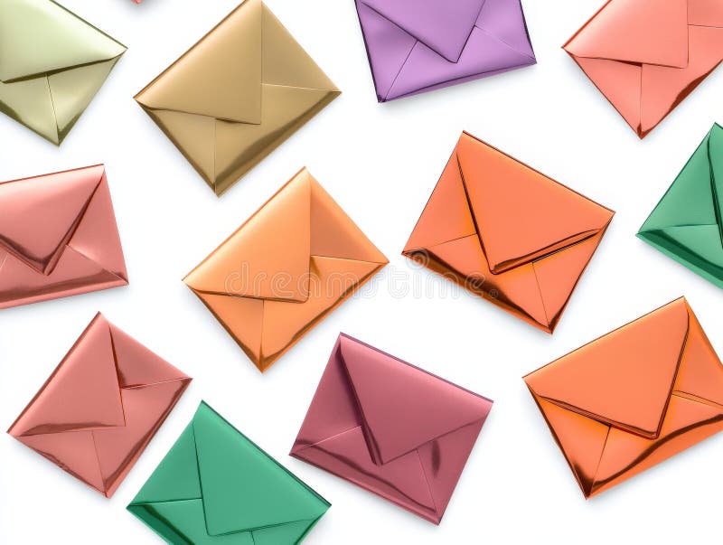Array of Colorful Envelopes Scattered with Overlapping Layouts ...
