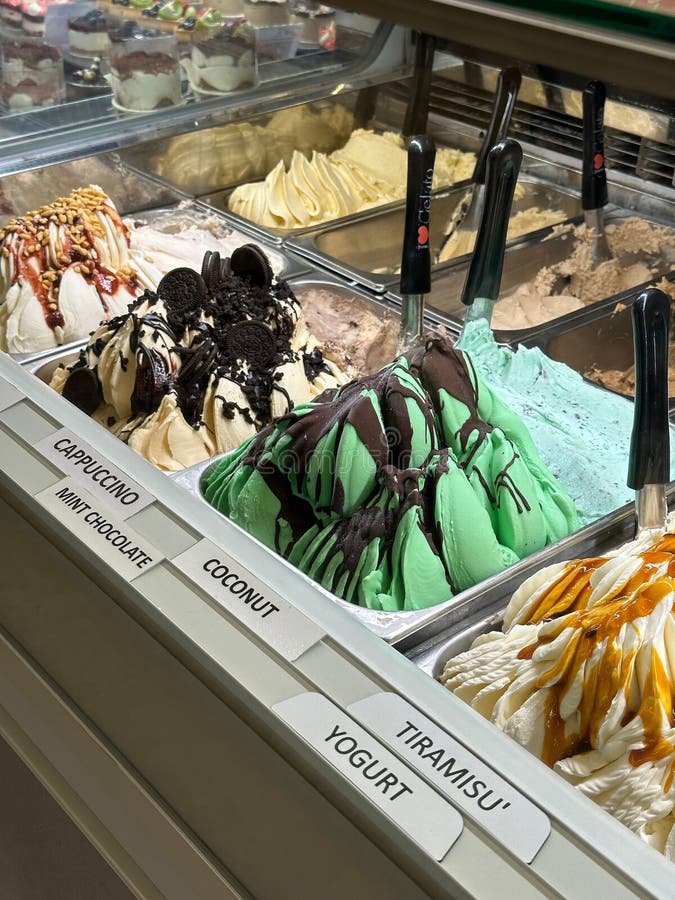 The Trays are All Different Colors and Flavors of Ice Cream Stock Image ...