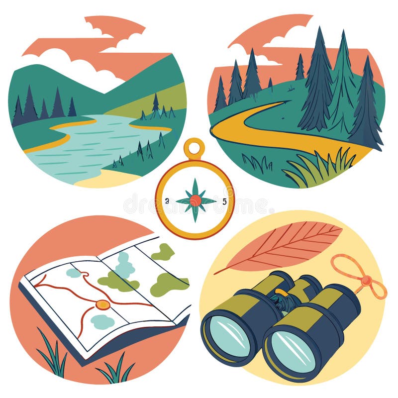 An Array of Colorful Illustrations Depicting Various Nature Scenes ...