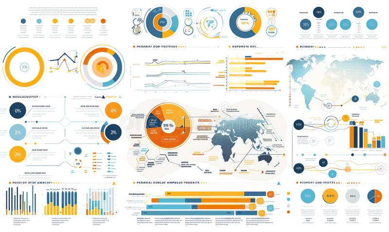 An Array of Colorful Infographics Displaying Various Data ...