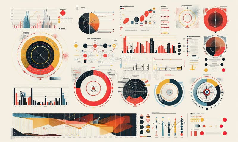 An Array of Colorful Infographics Displaying Various Data Visualizations in a Modern Style ...