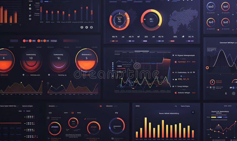An Array of Colorful Infographics Displaying Various Data Visualizations in a Modern Style ...