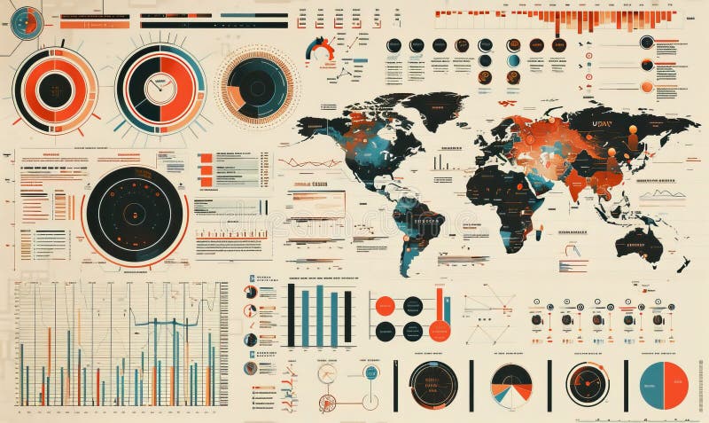 An Array of Colorful Infographics Displaying Various Data Visualizations in a Modern Style ...