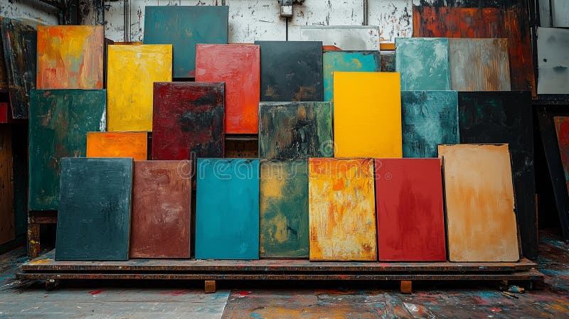 An Array of Colorful Painted Panels Stacked Together Creating a ...