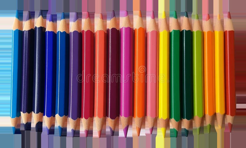 Array of Colorful Pencils Aligned in a Row, Vibrant Spectrum. Creative ...