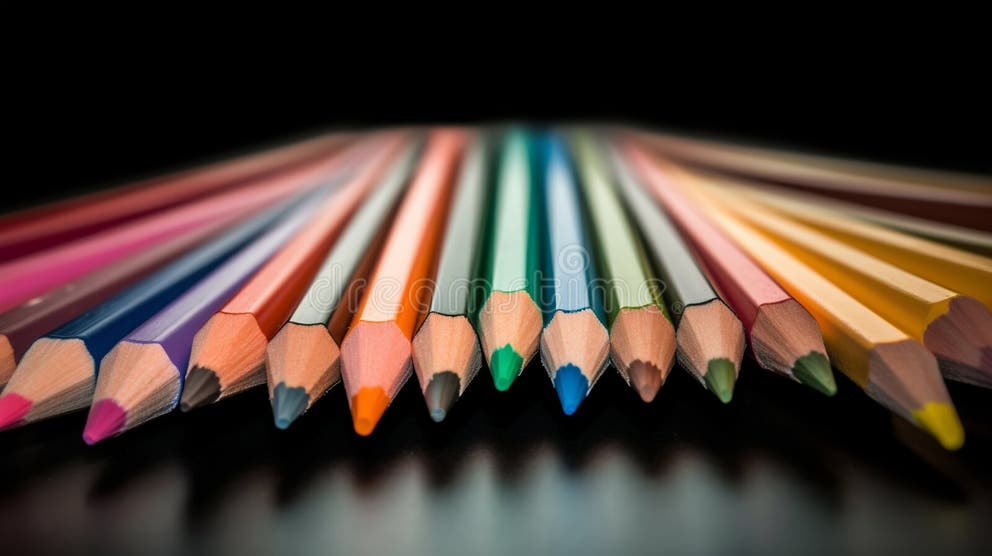 Array of Colorful Pencils. Generative Ai Stock Illustration ...
