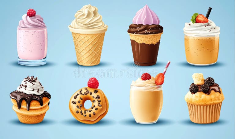 An Array of Colorful Sweets and Drinks are Displayed on a Background of ...