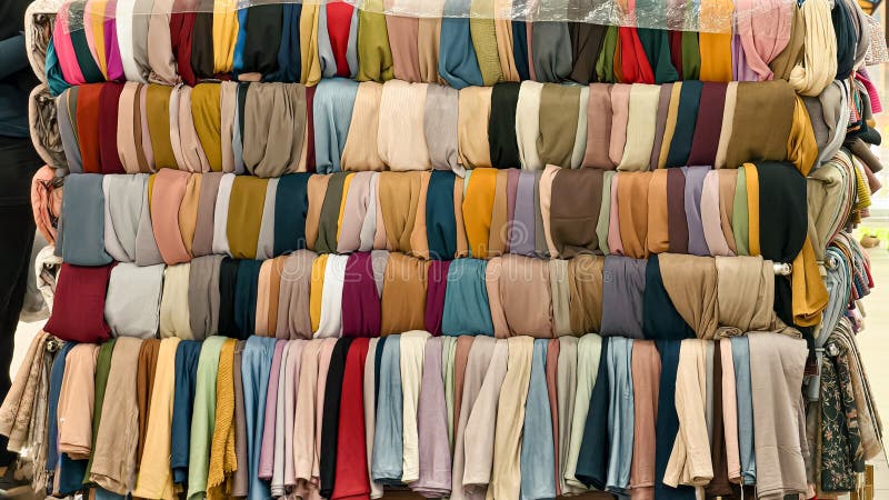 Colorful Scarves Display at a Market Stock Photo - Image of shades ...