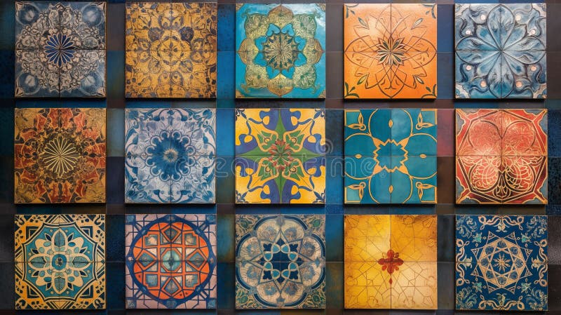 Vibrant Abstract Mosaic Artwork Featuring Intricate Tile Designs in ...