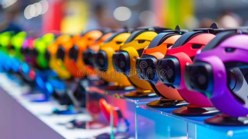 An Array of Colorful Virtual Reality Controllers Neatly Arranged on a ...