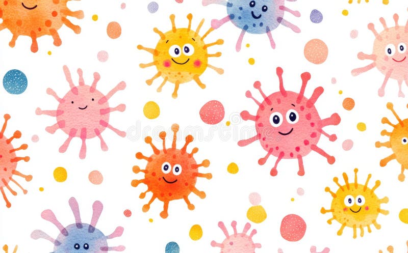 An Array of Colorful Viruses, Varying in Size and Shape, Depicted on a ...