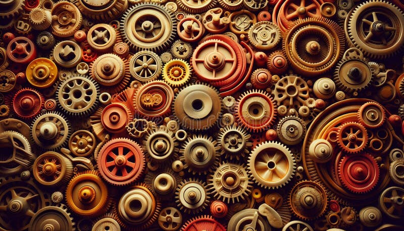 Array of Colourful Cogs,in a Vintage Look,ideal Background or Backdrop ... Array of Colourful Cogs,in a Vintage Look,ideal Background or Backdrop ...