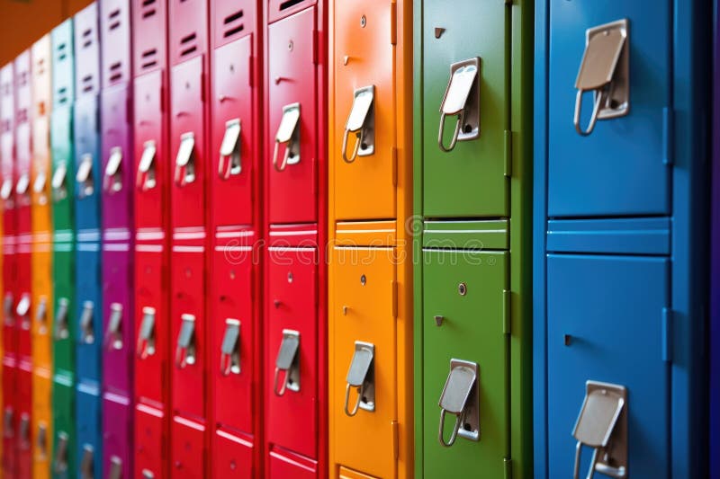 An Array of Colourful School Lockers Stock Photo - Image of colorful ...