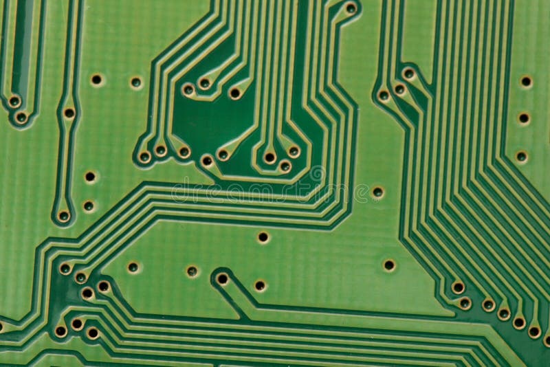 Array of Conducting Tracks Masked on PCB with VIA Hole Stock Image ...