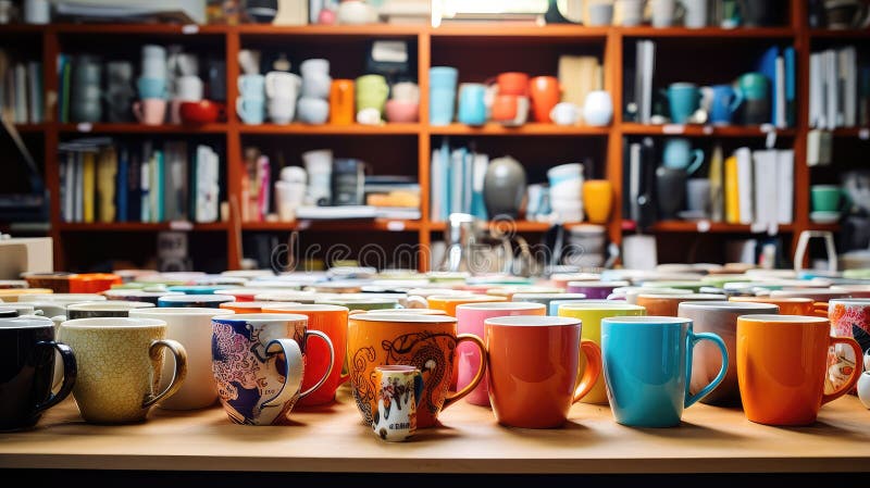 Array Cup of Coffee on Desk Stock Illustration - Illustration of cfee ...