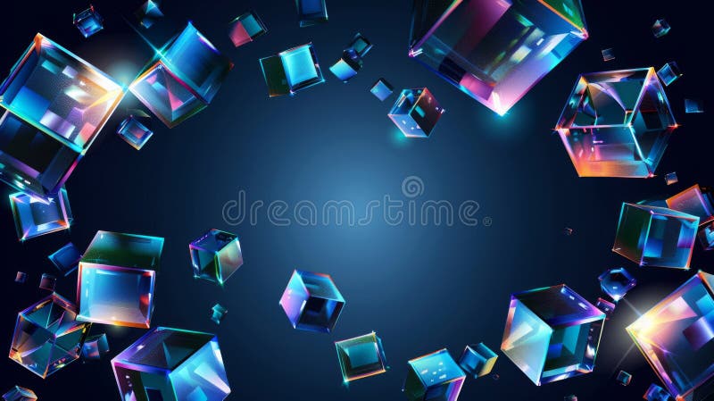 An Array of 3D Cubes Floating in a Dark Void, Each Surface Reflecting ...