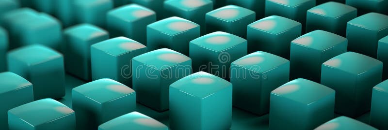 Array of 3D Teal Blocks. Geometric Banner Stock Photo - Image of ...