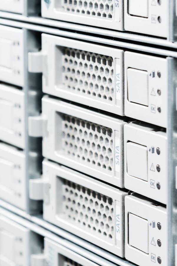 Array of Data Storage Hard Drives in Internet Data Center Stock Photo ...