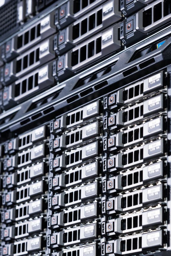Array of Data Storage Hard Drives in Internet Data Center Stock Photo ...