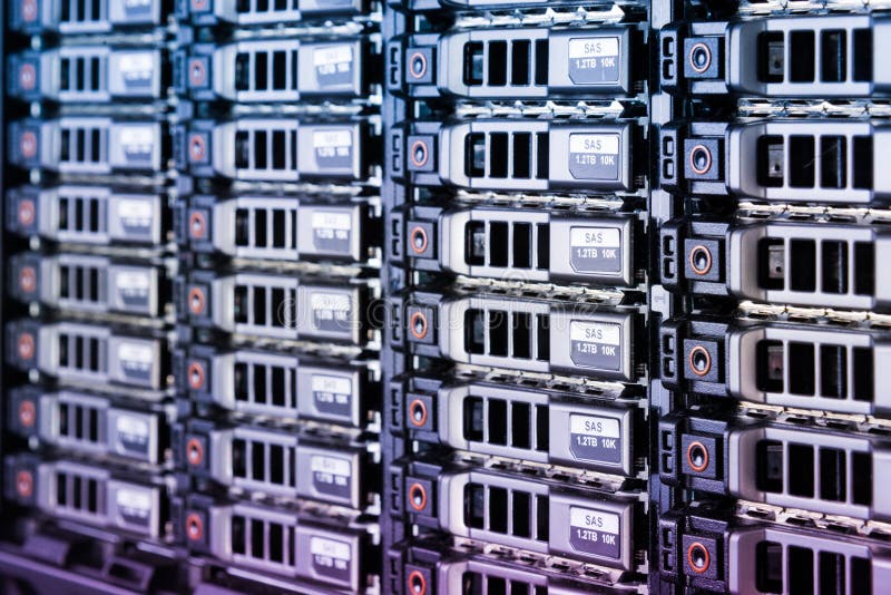 Array of Data Storage Hard Drives in Internet Data Center Stock Photo ...