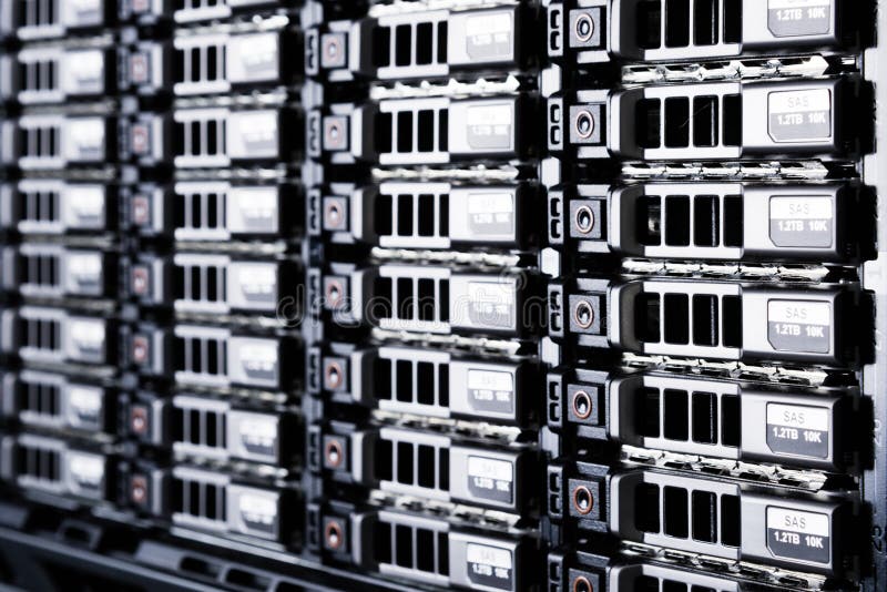 Array of Data Storage Hard Drives in Internet Data Center Stock Image ...