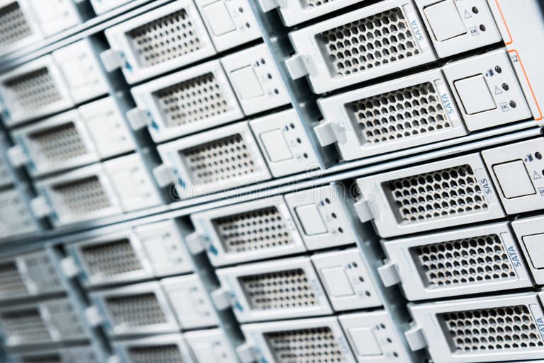 Array of Data Storage Hard Drives in Internet Data Center Stock Photo ...