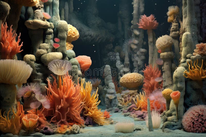 An Array of Deep-sea Sponges Creating an Otherworldly Scene Stock ...