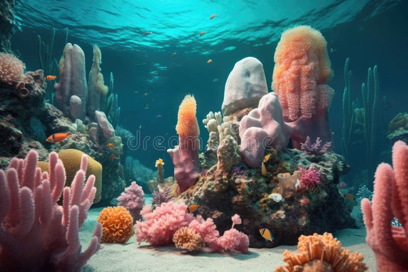 An Array of Deep-sea Sponges Creating an Otherworldly Scene Stock ...
