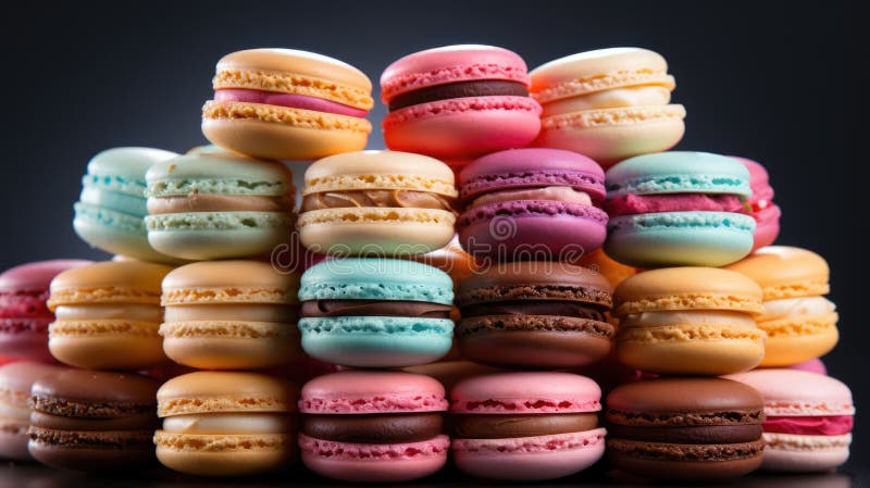 An Array of Delectable, Colorful Macarons on a Pristine Color ...