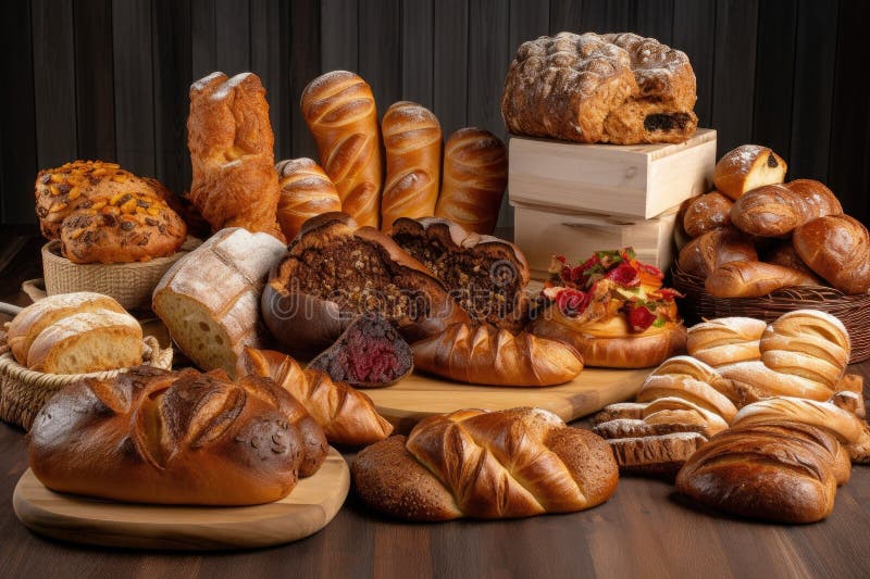 Array of Different Breads, with Each Loaf Showcasing a Unique Shape or ...