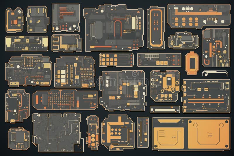 An Array of Different Sizes of Circuit Boards Against Black Backdrop ...