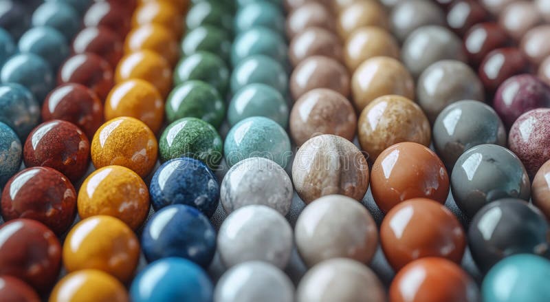 Colorful Arrangement of Glossy Marbles in Various Hues Showcasing ...
