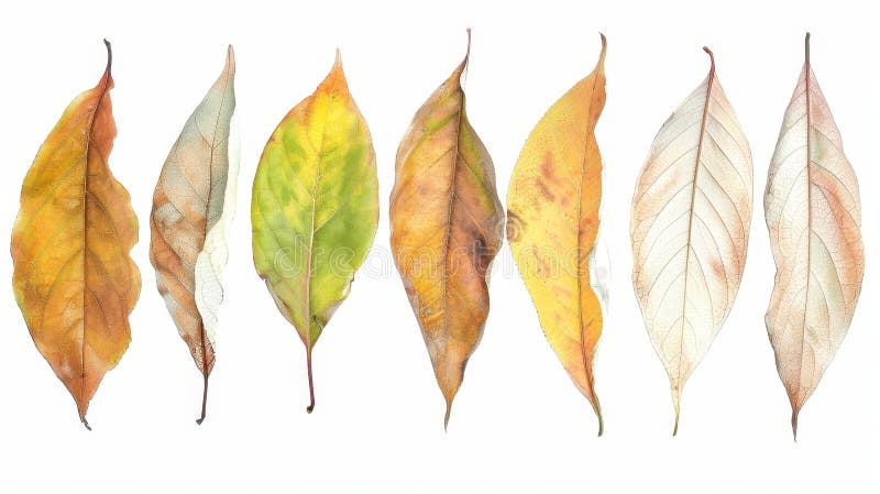 Array of Diverse Leaves Displaying Various Colors and Stages Against ...