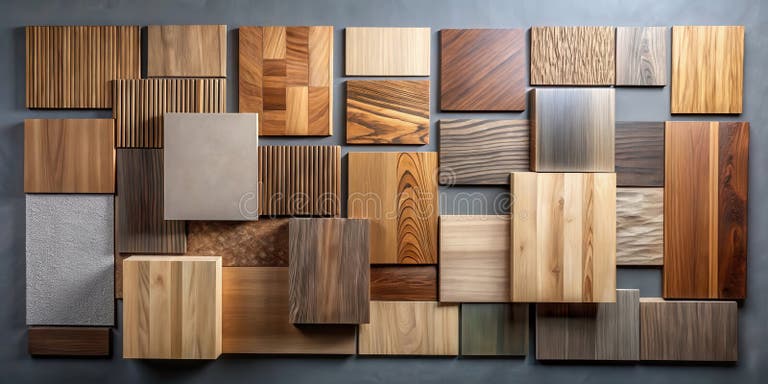An Array of Diverse Wood and Composite Material Samples Showcasing ...