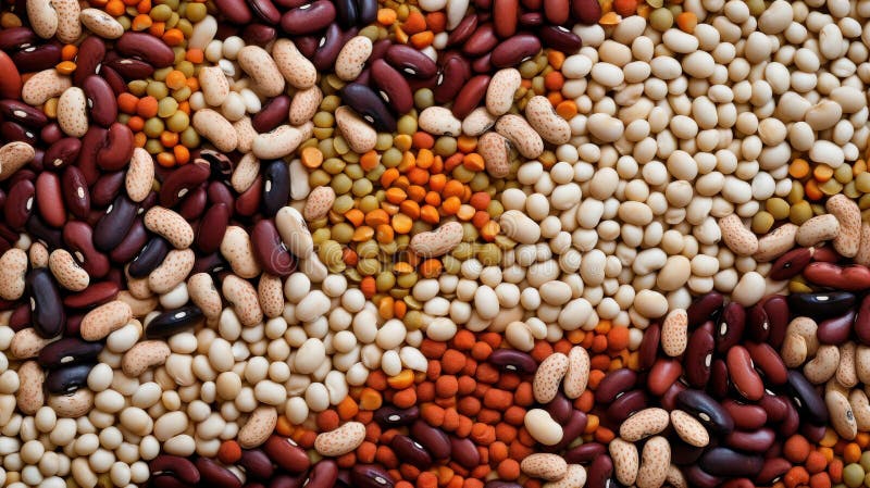 Array of Dried Beans Showing Diversity in Color, Size, and Shape on a ...